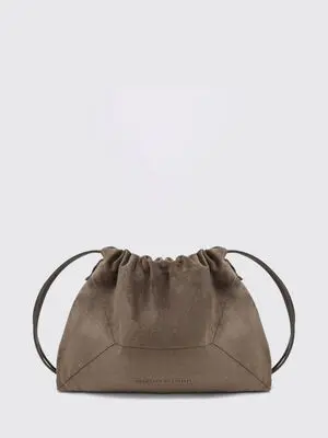 Brunello Cucinelli Duo Suede Bucket Bag With Monili Decoration - Grey