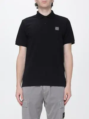 Stone Island Slim Fit Cotton Short-sleeved Polo Shirt With Compass Logo Patch - Black