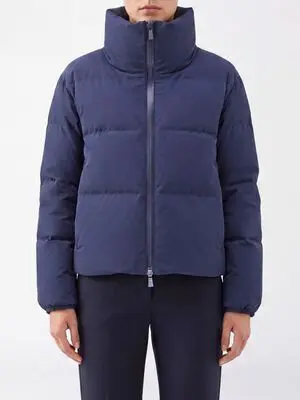 Herno Short Quilted Nylon Down Jacket With Funnel Neck And Zip Closure - Black