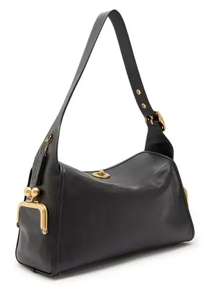COACH Turnlock Haversack Leather Shoulder Bag - Black