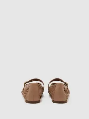 REISS Woven Ballerina-strap Flats - Neutral
