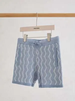 REISS 9-13 Yrs Wave-knit Drawstring Shorts - Blue