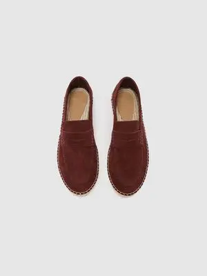 REISS Suede Penny Loafer Espadrille Flats