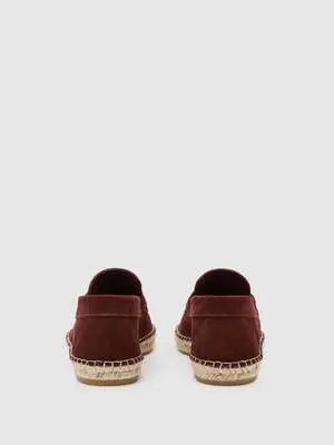 REISS Suede Penny Loafer Espadrille Flats