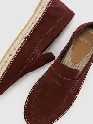 REISS Suede Penny Loafer Espadrille Flats