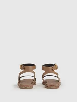 REISS Leather Plait Detail Sandals