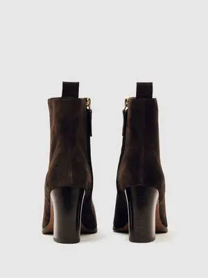 REISS Suede Block-heel Ankle Boots