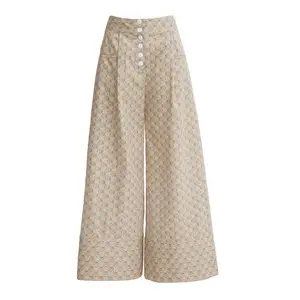 JULIA ALLERT Neutrals Button Front Palazzo Trousers – Printed - Beige