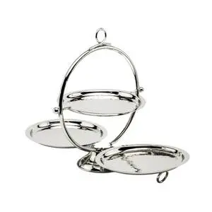 ANATOLIACRAFT Three-tier Foldable Solid Copper Serving Stand - Silver