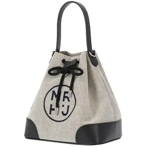 Marhen.j Two-tone Canvas & Apple Leather Bag Noah - Black