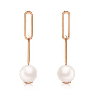 OHARA PEARL Link Earrings Gold - Pink