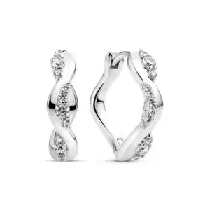 SIF JAKOBS JEWELLERY Ellera Waves Altro Creolo Rhodium-plated Sterling Silver And Zirconia Hoop Earrings - Silver/white