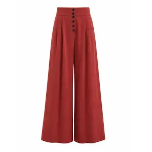 JULIA ALLERT Button Front Palazzo Trousers – Terracotta