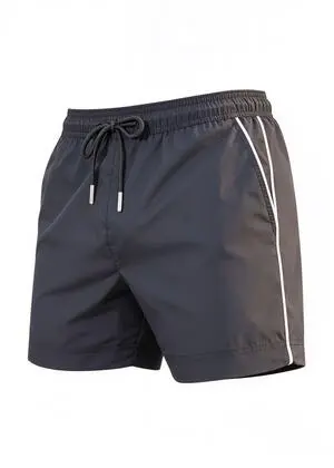 VAYLA Plain Tailored Swim Shorts With Contrast Piping - Black