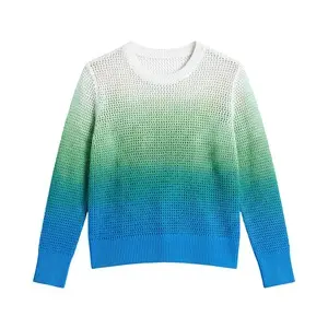BRODIE CASHMERE Mesh Dip Dye Crew