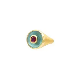 MARCIA MORAN Annie Ring Blue Topaz And Fucsia - Red