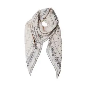 ANAMAISON Text From Ivory Silk Wool Scarf White
