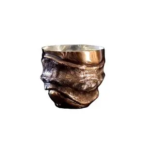 ANATOLIACRAFT Neutrals One Of A Kind Solid Copper Cup With Sterling Silver Coating - Brown/gray