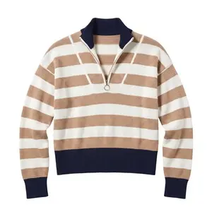 BRODIE CASHMERE Mesh Stripe Half Zip