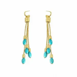 ORMIRO Dakini Turquoise Tassel Earrings - Blue