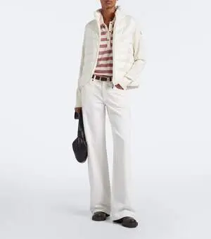 Moncler Tricot Down-paneled Virgin Wool Cardigan