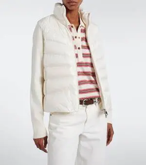 Moncler Tricot Down-paneled Virgin Wool Cardigan