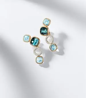 Pomellato Nudo 18kt White And Rose Drop Earrings With Topaz And Diamonds