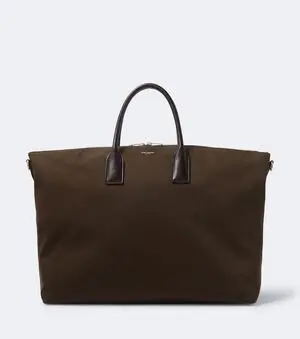 Saint Laurent Leather-trimmed Canvas Tote Bag - Brown
