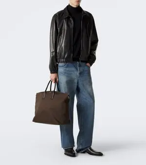 Saint Laurent Leather-trimmed Canvas Tote Bag