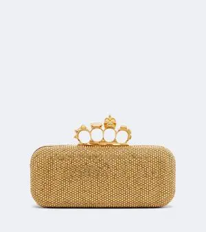 Alexander McQueen Knuckle Embellished Leather Clutch - Gold