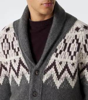 Eleventy Cashmere Silk Jacquard Shawl Neck Cardigan