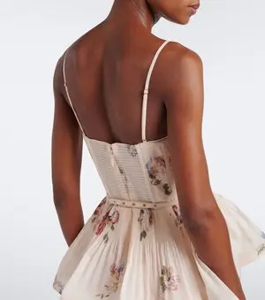 Zimmermann Floral Pleated Tiered Bustier Dress