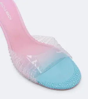 Mach & Mach Crystal Flame Embellished Pvc Mules