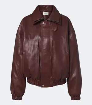 Magda Butrym Leather Blouson Jacket - Brown