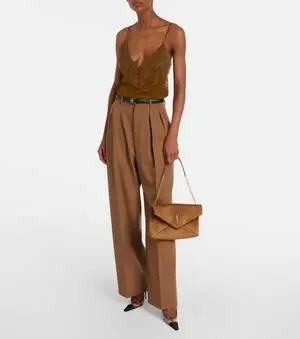 Saint Laurent Cassandre Large Suede Shoulder Bag