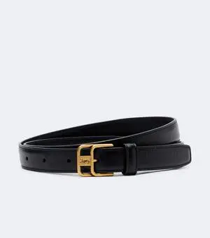 Saint Laurent Cassandre Leather Belt - Black