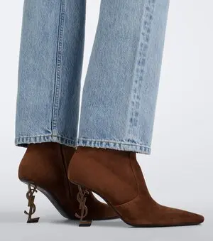 Saint Laurent Opyum Suede Ankle Boots
