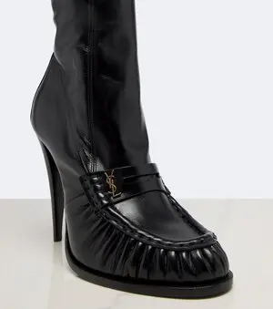 Saint Laurent Le Loafer Cassandre Leather Knee-high Boots