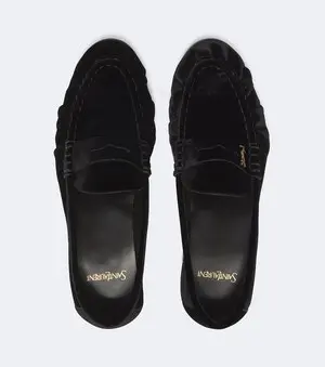 Saint Laurent Le Loafer Velvet Penny Loafers - Black