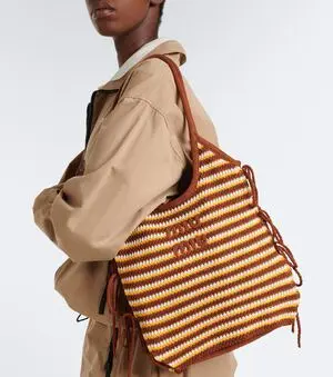 Miu Miu Crocheted Striped Shopper Bag