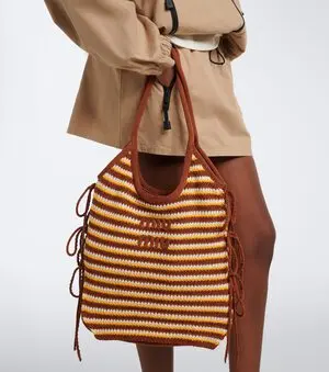 Miu Miu Crocheted Striped Shopper Bag