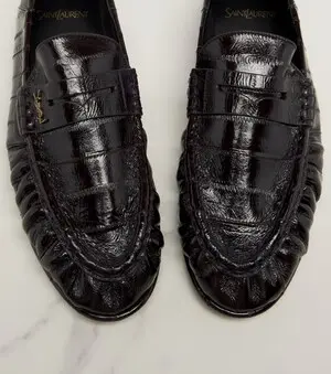Saint Laurent Cassandre Croc-effect Leather Loafers