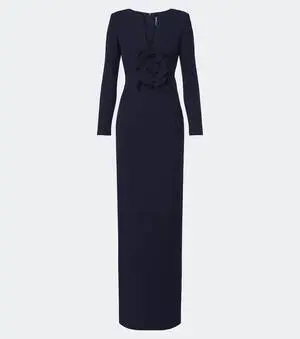 Roland Mouret Floral-applique Crepe Gown - Blue