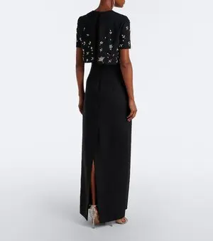 Oscar De La Renta Embellished Wool-blend Bustier Gown