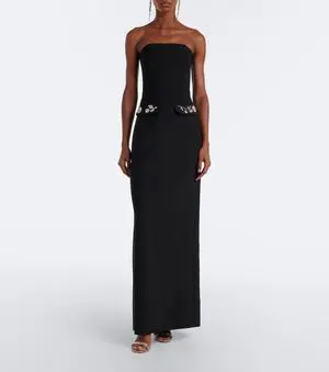 Oscar De La Renta Embellished Wool-blend Bustier Gown