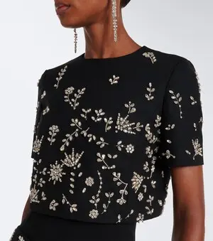 Oscar De La Renta Embellished Wool-blend Bustier Gown