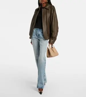 Saint Laurent Le 5 À 7 Baby Bea Leather Top-handle Bag - Beige