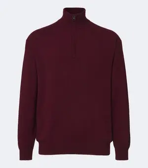 LISA YANG Augustus Cashmere Half-zip Sweater - Burgundy