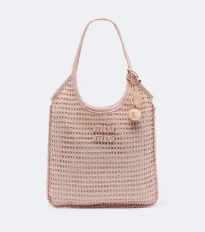 Miu Miu Ivy Crochet Raffia Tote Bag - Pink