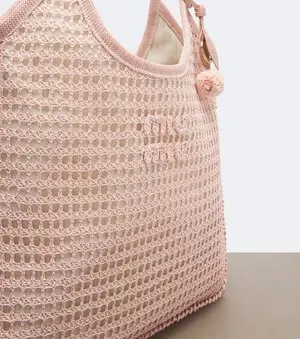 Miu Miu Ivy Crochet Raffia Tote Bag